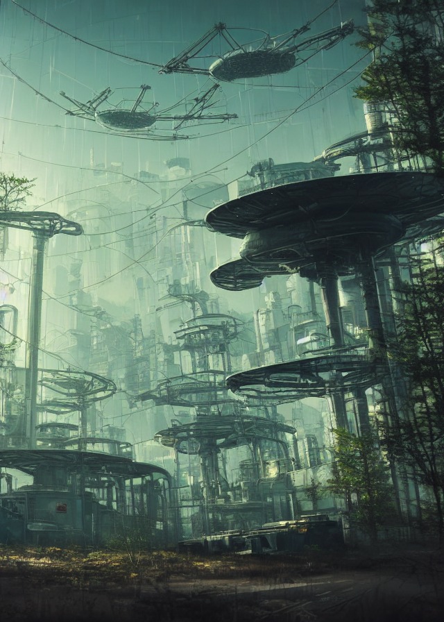 Realistic Scene Industrial Compound In Cyberpunk Style In The Middle Realistic Scene Industrial Compound In Cyberpunk Style In The Middle